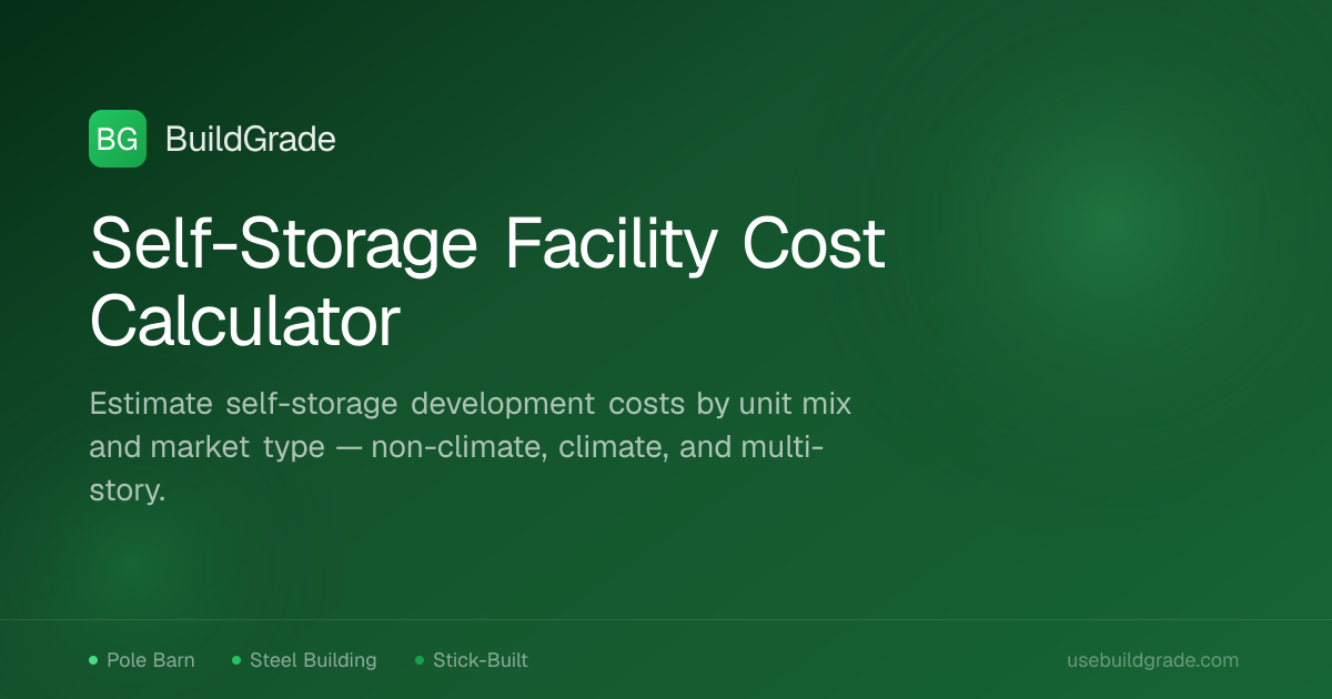 Self Storage Facility Cost Calculator (2026) | BuildGrade